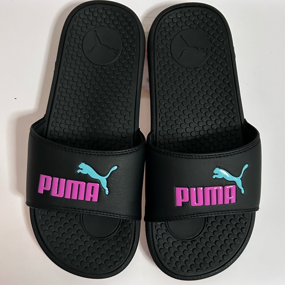 Puma | Shoes | Puma Womans Black Pink Slip On Slides Sandalssize 8 ...